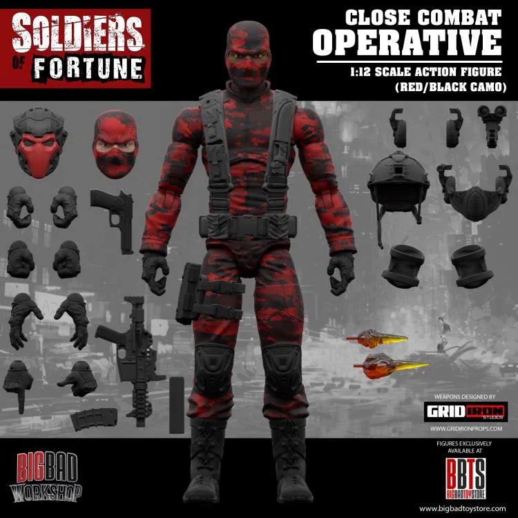 Soldiers of Fortune Close Combat Operative ( Red/Black ) 1/12 Scale ...